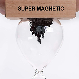 YLTIMER Magnetic Hourglass Sand Timer 1 Minute: Large Sand Clock with Black Magnet Iron Powder & Wood Base, Sand Watch 1 Min, Hand-Blown Hour Glass Sandglass for Office Desk Home Decor