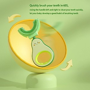 RAXIFU 2 Pack Toddler Toothbrush for Age 2-6 Years,Kids Toothbrush for 1-7 Years Children, U-Shape Extra Soft Toothbrush for Children Rainbow Blue-Yellow