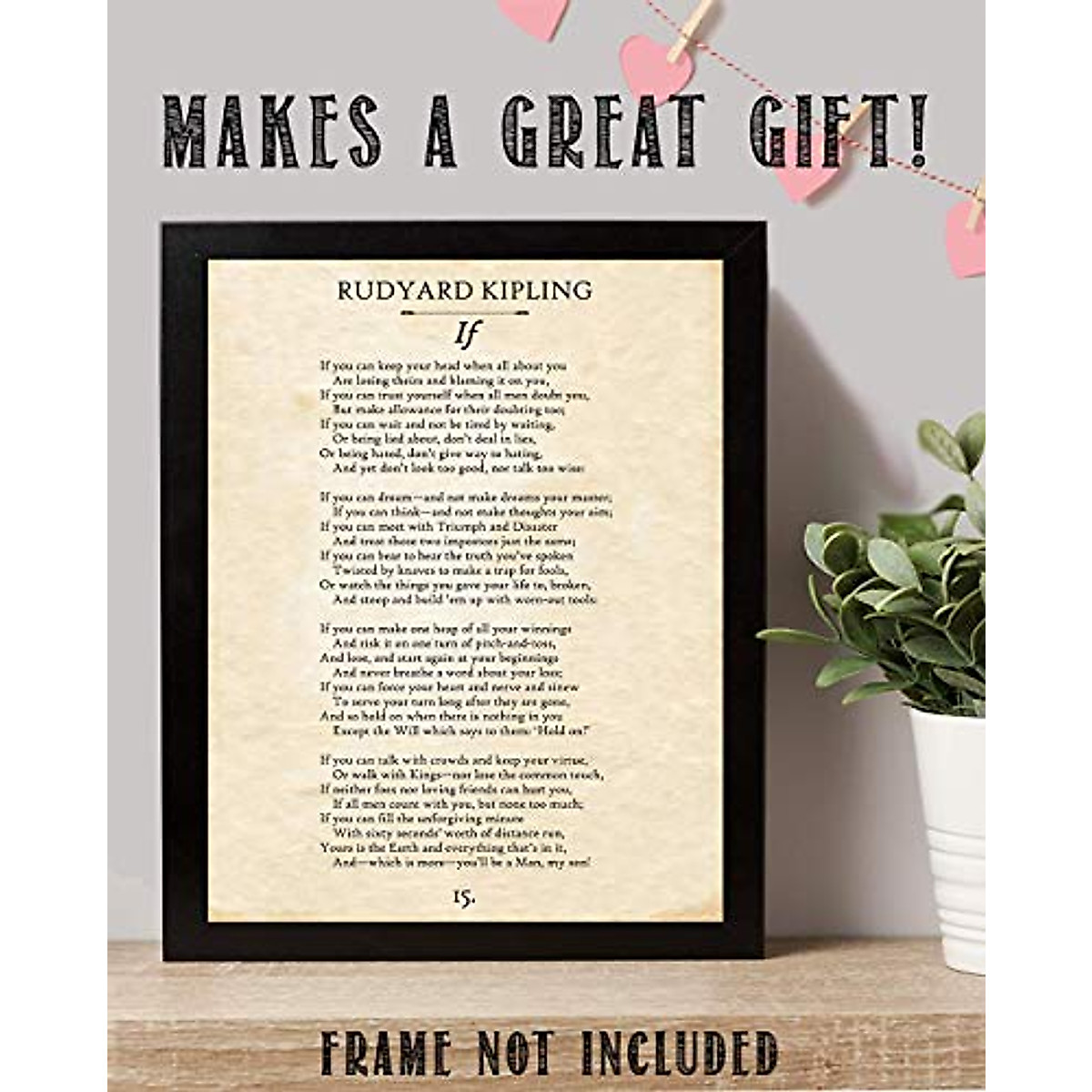 Rudyard Kipling - If - 11x14 Unframed Typography Book Page Print - Great Gift for Poetry Fans and Inspirational and Motivational Decor for Home and Office Under $15