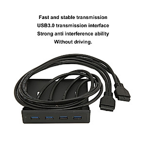 Dilwe Front Panel USB 3.0 Hub 4 Ports, 3.5 Inch Floppy Bay USB 3.0 Hub, 5Gbps USB 3.0 High Speed PC Front Panel USB Hub for Computer Case, 19Pin Cable