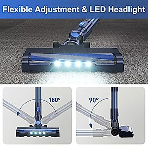 PRETTYCARE Cordless Vacuum Cleaner, 6 in 1 Lightweight Stick Vacuum Self-Standing with 20Kpa Powerful Suction, 180° Bendable Wand Rechargeable Cordless Vacuum for Hardwood Floor Pet Hair, W400