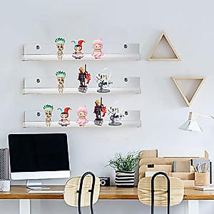 Fasmov 6 Pack 15 Inch Acrylic Floating Bookshelf, Invisible Wall Bookshelves for Kids Room, Living Room, Office, Bedroom, Bathroom, Kitchen