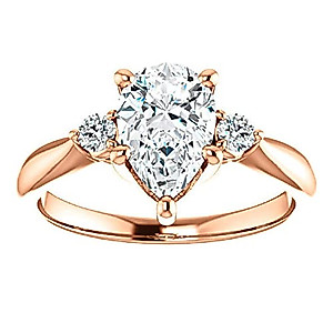 14K Gold 1 CT Pear Cut VVS1 Colorless Moissanite Engagement Ring for Woman Bridal Set Handmade Diamond Wedding Rings for Her (11)