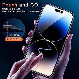 Ferilinso 3 Pack for Apple iPhone 14 Pro Privacy Screen Protector Tempered Glass Accessories 9H Anti Spy Privacy Screen for iPhone 14 Pro 3 Pack Camera Lens Protector Case Friendly