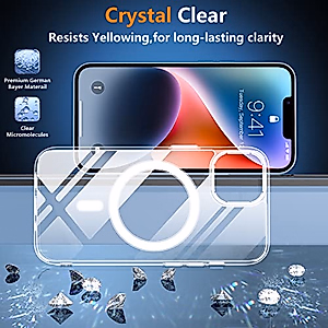 SPIDERCASE Clear Designed for iPhone 14 Case/iPhone 13 Case, Magnetic [2 Pcs Tempered Glass Screen Protector] [Military Grade Drop Protection] Slim Thin Cover