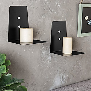 MyGift Modern 7-Inch Rectangular Black Metal Floating Accent Shelf, Set of 2
