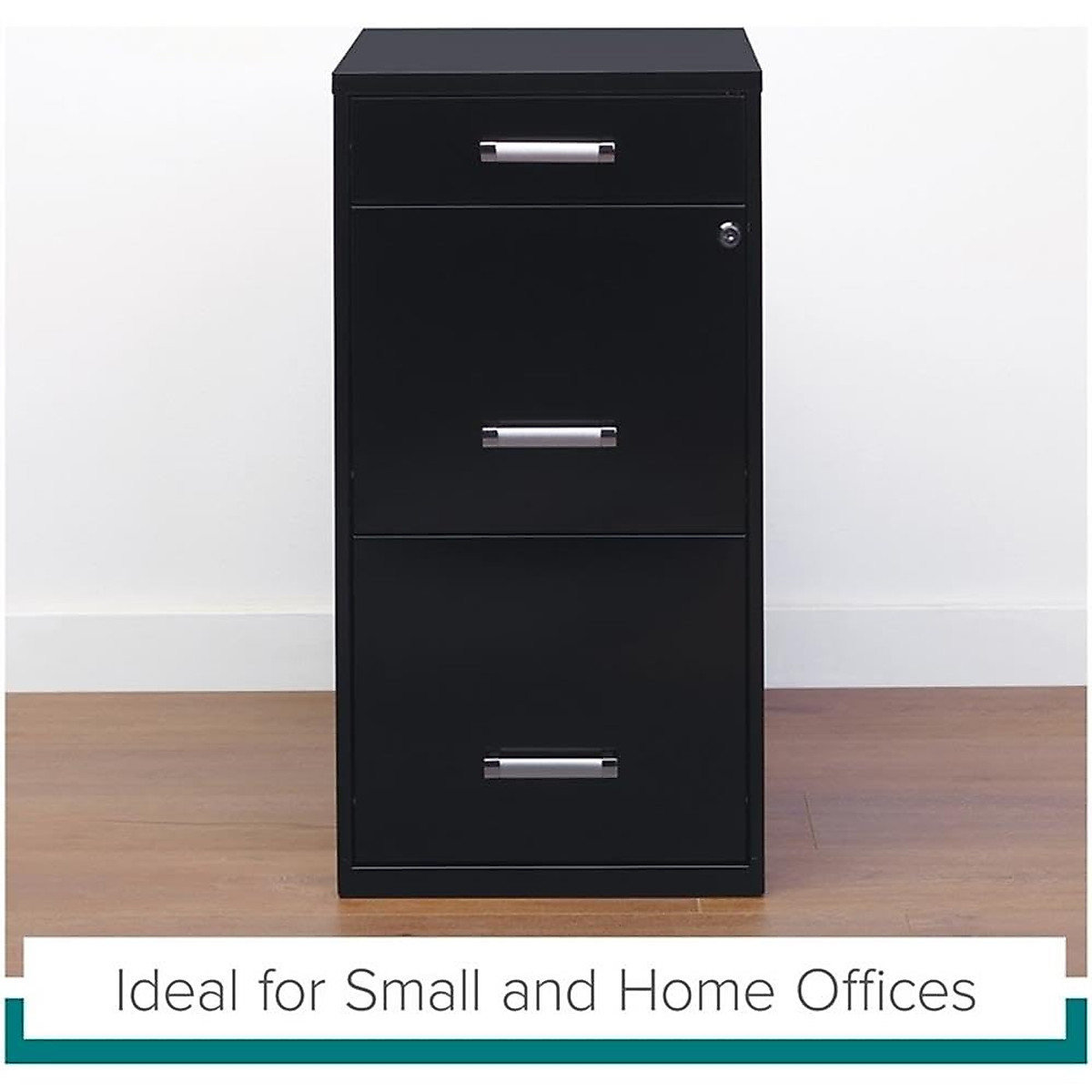 Scranton & Co 18" 3 Drawer Metal File Organizer Cabinet in Black
