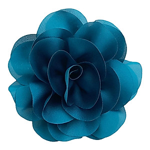 COCORIBBON Large Satin Fabric Flower Brooch Pin and Hair Pin for Women, Gift (Blue Green)
