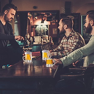 Meanplan Mini Beer Mugs Bulk Shot Glasses Beer Glasses Set 1oz Small Clear Beer Stein with Handles Mini Tasting Whiskey Cups for Drinking Beer Festival Birthday BBQ Bar Party(12 Pieces, Plastic)