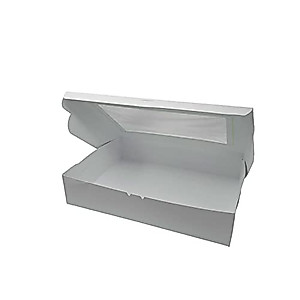 Great Credentials Large White Bakery Cake Box, Clear Cellophane Window, Premium Quality Paperboard 19” x 14” x 4” Pack of 10