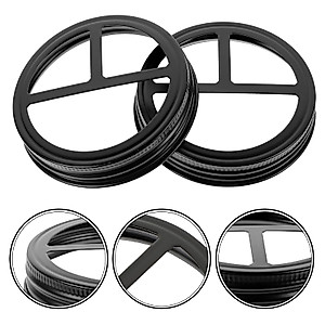 Alipis Mason Jar Bathroom Lids 2pcs Mason Jar Toothbrush Holder Lid Stainless Steel Toothbrush Cup Lids Rings Mason Jar Lid Bottle Cover Rings Apothecary Storage Jars Lids