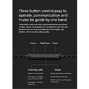 CVJ CSA in Ear Monitor, Dual Magnetic DD and 1BA in-Ear Earphone Noise Isolating IEM Earphone/Earbud/Headphone with Resin Cavity,Wired Earbuds with 0.75mm 2Pin Detachable Cable(with Mic, Black)