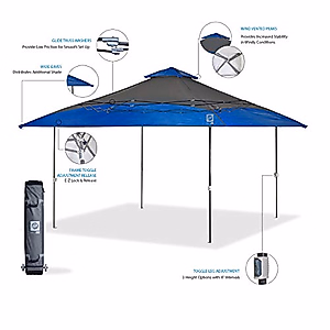 E-Z UP Spectator Instant Shelter Canopy, 13' x 13' with 169 sq ft of Shade, Vented Roof, Gray Dual Tone