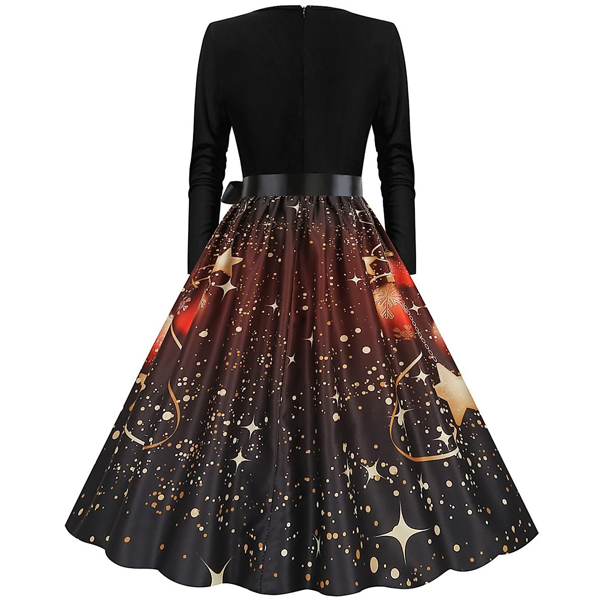 Cocktail Dress for Women,2023 Fall Winter Trendy Snowman Santa Christmas Tree Printed Holiday Party Dress,Elegant Long Sleeve Slim Formal Dress,Romantic Flowy Swing Dress(C-Red,XL)