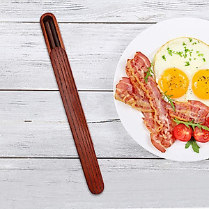 Fdit Portable Wooden Chopsticks Japanese Style Chopsticks with Pull-out Wood Color Chopsticks Box Case Tableware Dinnerware(Deep)