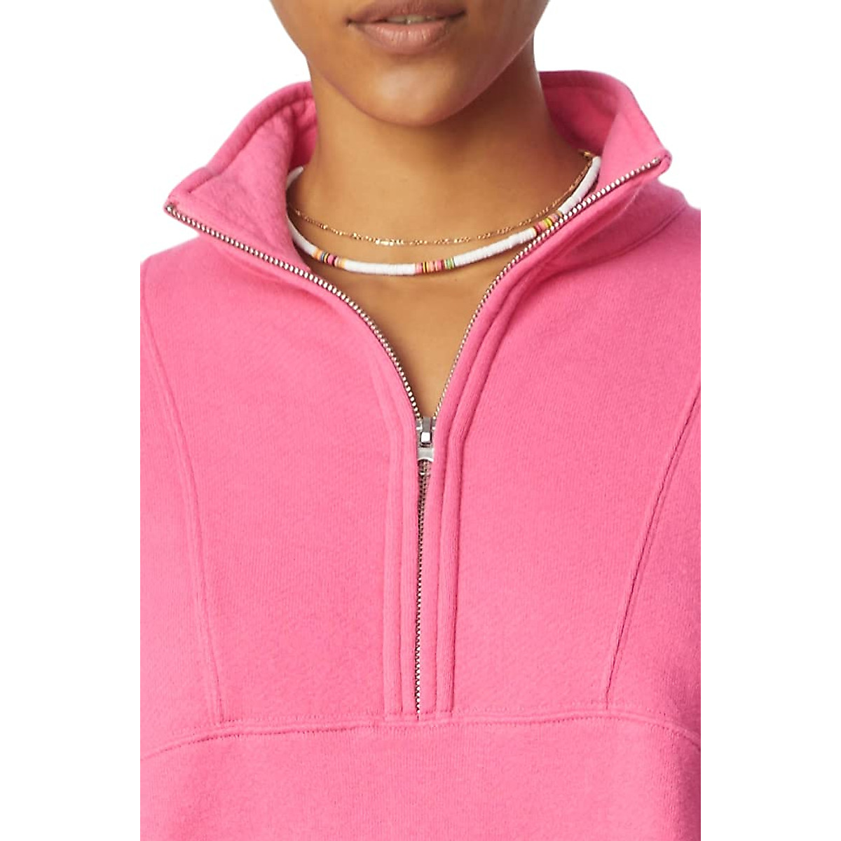 Bandier x Sincerely Jules_The Holly Half Zip Sweatshirt Bright Rose-XL