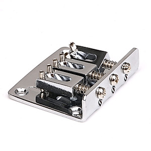 BQLZR 3 String Guitar Hard-tail Tailpiece Bridge,Zinc Alloy Electric Guitar Hardtail Bridge with Screws & Wrench Electric Guitar Bridge Golden Silver Black Pack of 3