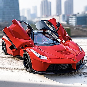 BDTCTK Compatible for 1:22 Ferrari RAFA Toy Model Car, Zinc Alloy Pull Back Car with Sound and Light and Body Door Opened, Toy Car for Kids Boy Girl Gift Red