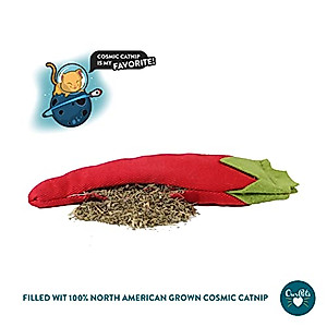 Cosmic OurPets 100-Percent North American Catnip Filled Chili Cat Toy-Hot Stuff (Interactive Cat Toy, Catnip Toys for Cats, Cat Chew Toy, Catnip Toys)