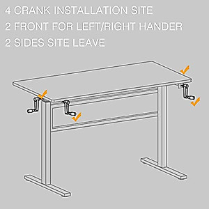 SDADI Crank Adjustable Height Standing Desk - Sit to Stand up Desk, Home Office Desk Computer Workstation, Black Frame/Black Top