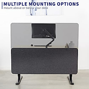 VIVO Clamp-on 60 x 24 inch Privacy Panel, Sound Absorbing Cubicle Desk Divider, Acoustic Partition, Dark Gray, PP-1-V060D