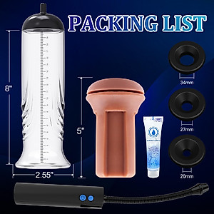 Automatic Penis Enlargement Pump for Men Erection with 3 Intensities, Male Adult Sex Toys Vacuum Sensuality Pump Penis Enlargers & Enhancer Device with a Vagina Pussy Stroker for Men Masturbation…