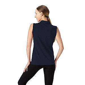 YSENTO Ladies Golf Shirts Apparel Clothes Outfits Sleeveless 1/4 Zip Dry Fit UPF 50+ Tennis Polo Tank Tops Navy Size L