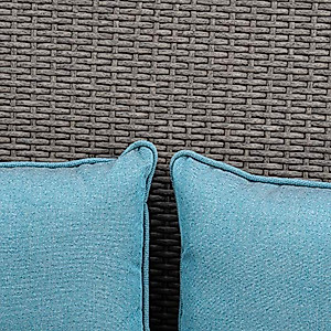 Royal Garden Patio Set - 4 Piece Patio Set - Deep Seating Wicker Outdoor Patio Set - Waikiki Collection - Conversation Set Patio Furniture - Grey/Teal