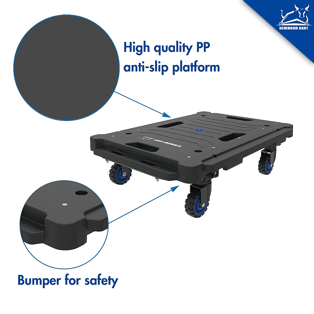 Push Cart Foldable Platform Hand Truck 300lb Weight Capacity with 360 Degree Swivel Wheels Can Splice Together, Black