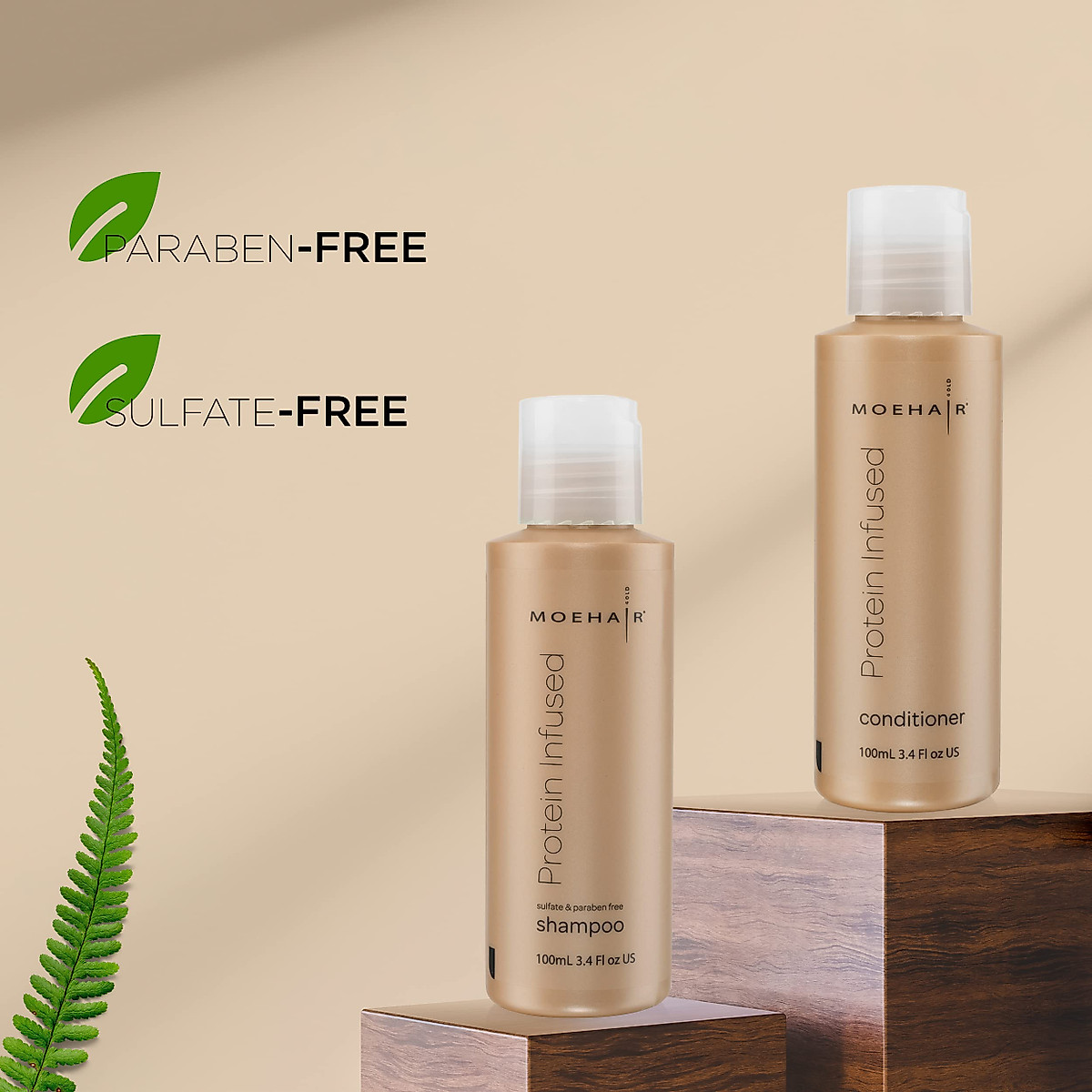 MOEHAIR Travel Protein Infused Shampoo and Conditioner set 3.4 Fl Oz For Dry, Frizzy and Chemically Treated Hair, Reduces Frizz and Dullness, Adds Shine (Combo_Protein_3.4 Fl Oz-101)