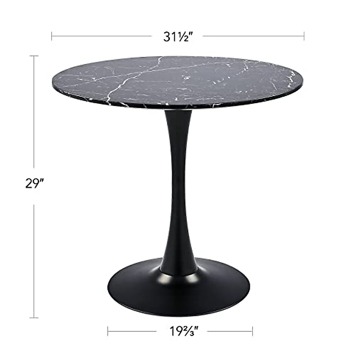 VONLUCE 32 Inch Round Dining Table with Faux Marble Top for Kitchen Bar Patio and More, Modern Small Coffee Table Living Room Accent Table with Tulip Style Metal Base and 165lb Capacity for 2-4, Black