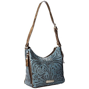 American West Annie's Secret Hobo Bag, Distressed Charcoal/Denim Blue, One Size
