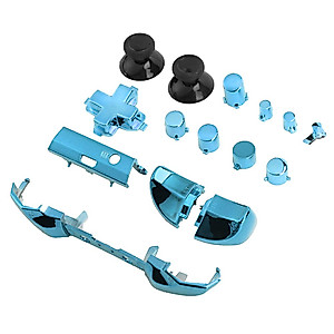 Joystick for Xbox, Gamepad Electroplating Buttons for Xbox One Slim Controller Gamepad Replacement Kit with Mushroom Cover Cross Shaped Left/Right Bumper Baffle,etc(Blue)