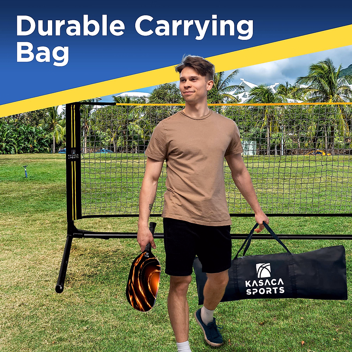 Kasaca 17 Feet Portable Multipurpose Net for Casual Use Beach Paddle Game Beach Volley Ball Net Set Casual Pickleball Net Portable Outdoor Badminton Net for Driveway Indoor Ball Game Nets