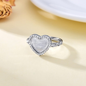 SLIACETE Custom Photo Ring 925 Sterling Silver Personalized Picture Ring Birthstone Ring Promise Rings Anniversary Jewelry Gift For Her Bride Women