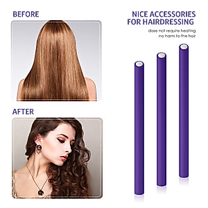 60 Flexible Curling Rods Set for Women & Girls - No Heat Hair Rollers for Long and Short Hair (Purple, 0.3 x 7 Inch)