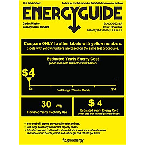 BLACK+DECKER Small Portable Washer, Washing Machine for Household Use, Portable Washer 0.9 Cu. Ft. with 5 Cycles, Transparent Lid & LED Display