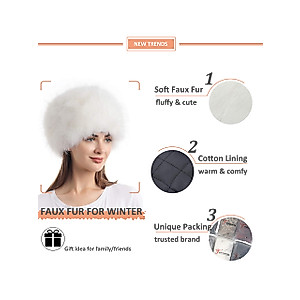 Soul Young Women's Winter Faux Fur Cossak Russian Style Hat(One Size,White)
