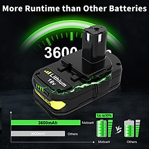 Moticett Replacement for Ryobi 18V Battery 3.6Ah Compatible with Ryobi 18 Volt Battery P102 P103 P104 P105 P107 P108 P109 Compatible with Ryobi 18V ONE+ Battery Cordless Power Tools 2-Pack