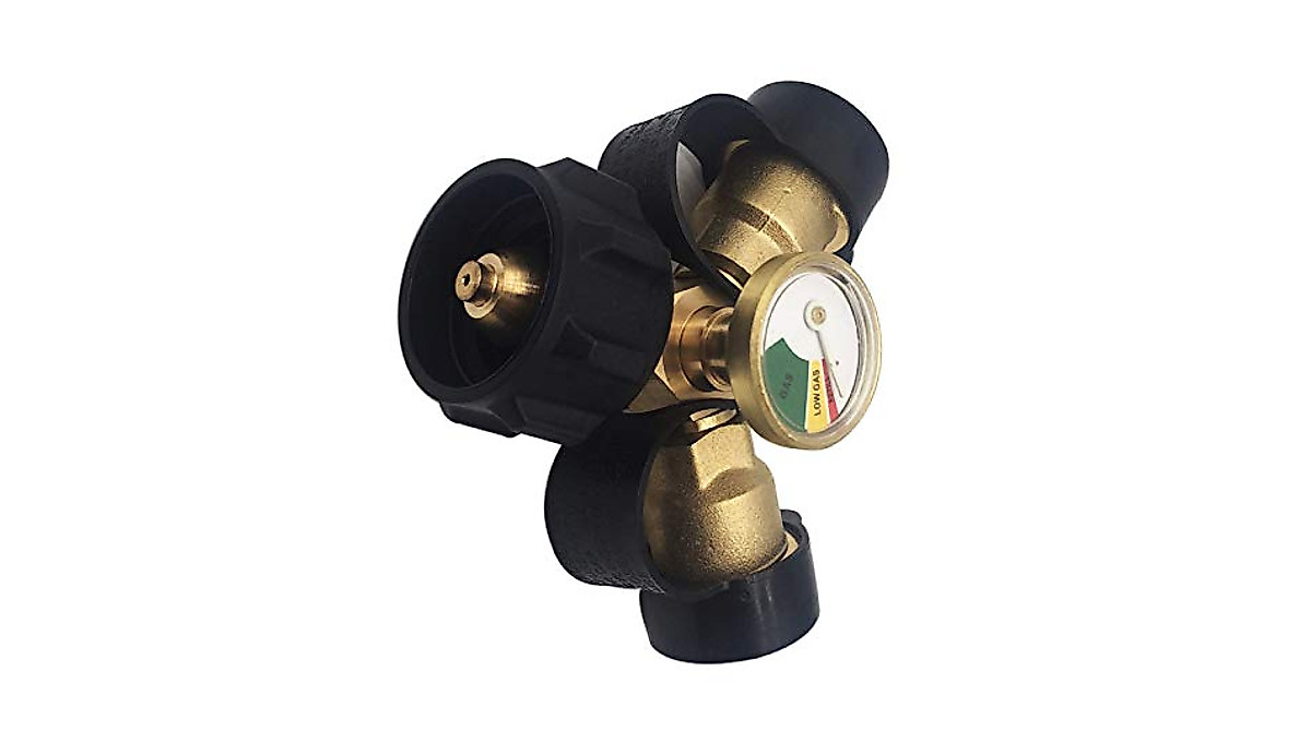 MENSI 2-Way Tee Propane Splitter with Level Gauge