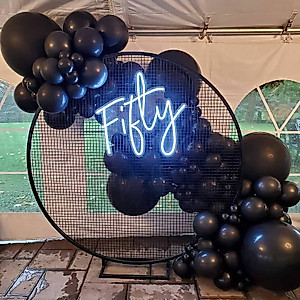 Oopat Matte Black Balloon Garland Arch Kit For Birthday Graduation Anniversary Halloween New Year Masculine Party Decoration (Black)