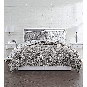 Botanical Leaves Collection - Premium Quality, Soft, Wrinkle, Fade, & Stain Resistant, Easy Care, Oversized Duvet Cover Set, King/California King, Grey