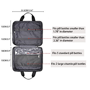 Medicine Travel Pill Bottle Organizer Med Manager Medical First Aid Bag Box Case Empty Container Medication Bag Emergency Kit Storage Tote Home Family Tackle Maletin De Emergencia Nurse Dorm