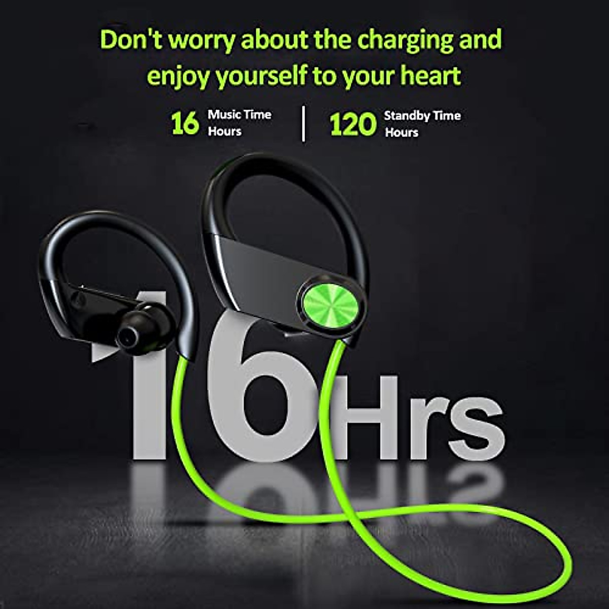 ZZN Bluetooth Running Headphones, Wireless Waterproof IPX7 Earbuds with Earhooks,Sport Earbuds in Ear,16H Playtime Sweatproof Headphones for Gym Running Workout, Comfortable Ear Hook