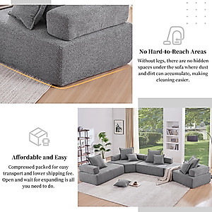 Merax 6-8 Seat Oversized Modular Sectional Sofa with Comfy Throw Pillows Luxury Boucle Floor Couch for Living Room, Apartment, Spacious Foam-Filled, Free Combination, No Assembly Required, Gray