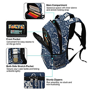 ALAZA Pirate Navy Blue Backpack for Students Boys Girls School Bag Travel Daypack