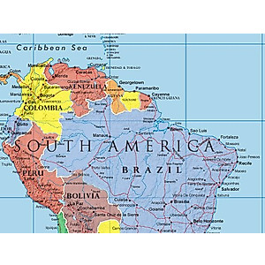 24x36 World Classic Elite Wall Map Mural Poster Laminated