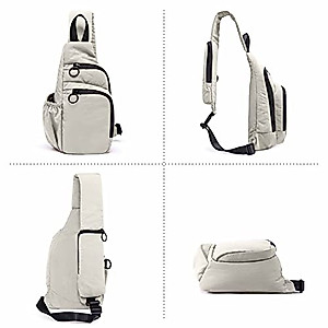 ODODOS Crossbody Sling Bag with Adjustable Straps Small Backpack Lightweight Daypack for Casual Hiking Outdoor Travel, Light Grey