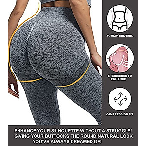 CHRLEISURE Butt Lifting Workout Leggings for Women, Scrunch Butt Gym Seamless Booty Tight (Dark Gray, M)