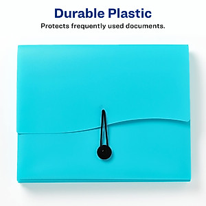 Avery Slide & View Expanding File Folder, 6 Pockets, Letter Size, 1 Aqua Folder (73544)